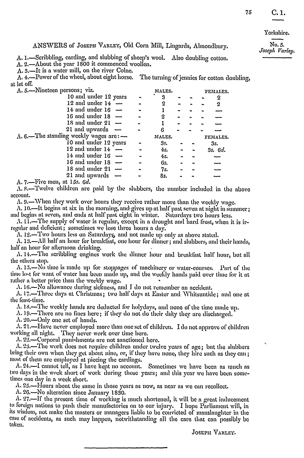 Royal Commission on Employment of Children in Factories (1833): Joseph ...
